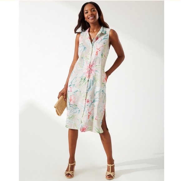 Tommy Bahama | Dresses | Nwt Tommy Bahama Maya Meadows Linen Shirt ...